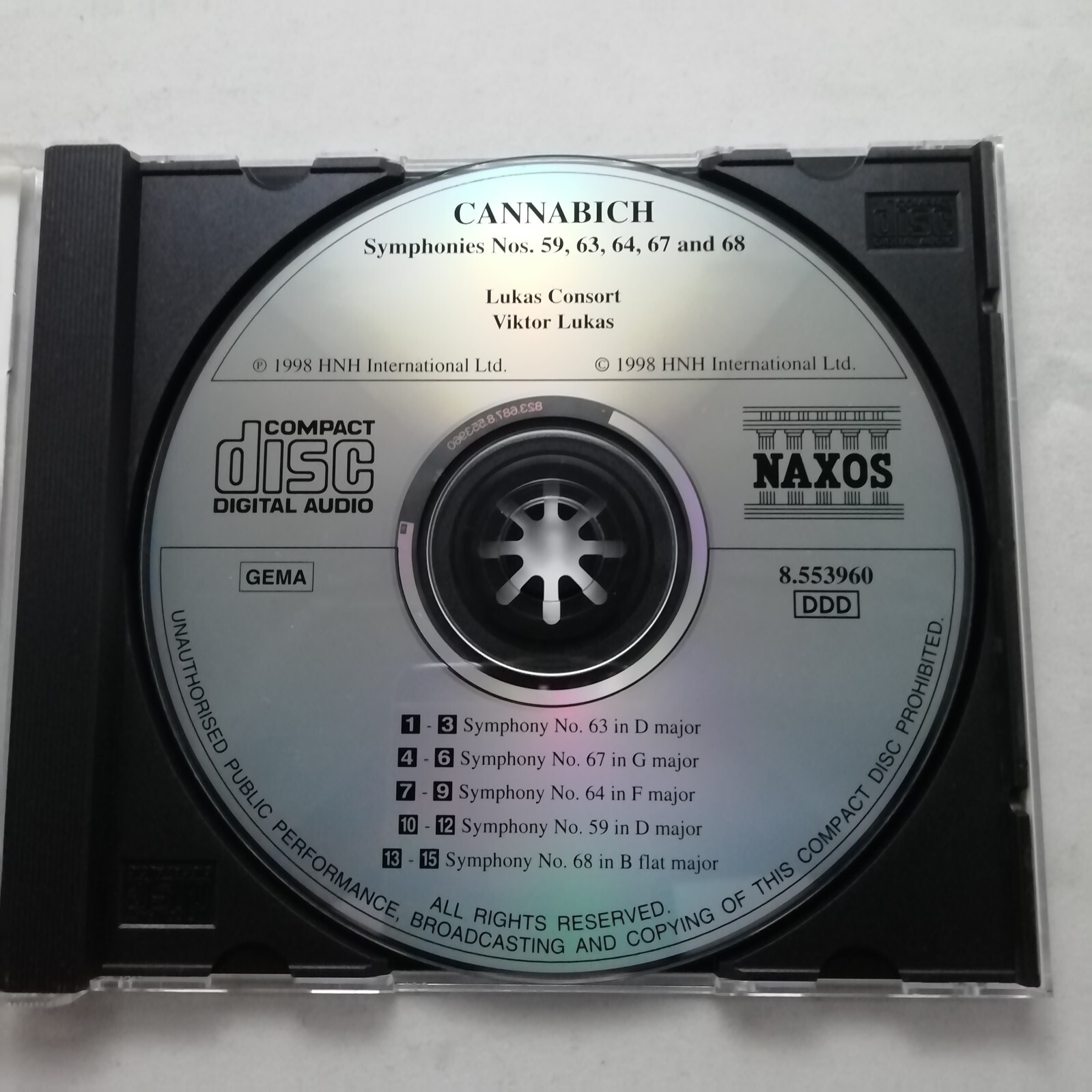 Cannabich: Symphonies 59, 63 etc. / Lukas / Lukas Consort / Naxos CD 8. ...