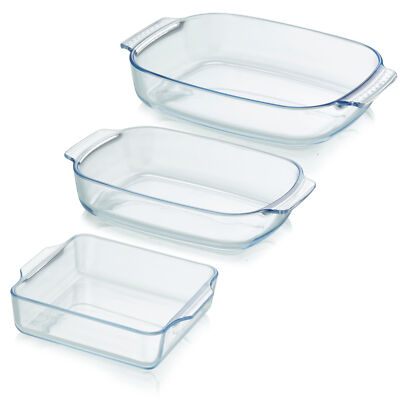 Auflaufformen Backform Glasbräter Glasform Eckig Rund transparent Set ...