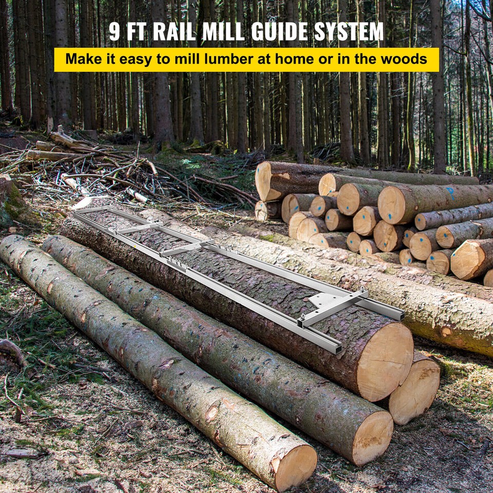 Portable Chainsaw Mill Aluminum Steel Planking Lumber+9FT Rail Mill ...