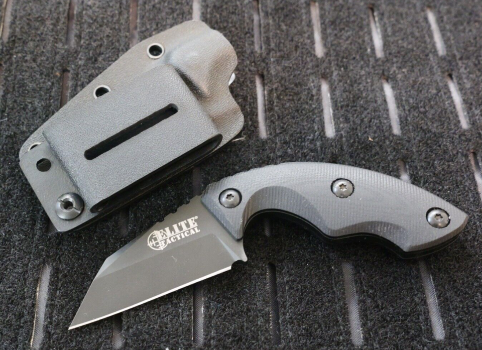 Stealth Black Fixed Blade Knife Mini Combat Knife 5" D2 Kydex Swat ...