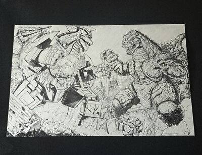 DAN KHANNA GODZILLA VS POWER RANGERS ORIGINAL ART SKETCH DRAGONZORD 11 ...