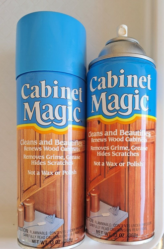 LOT OF 2 Vintage Cabinet Magic Wood Cabinet Cleaner, 13oz Aerosol Can ...