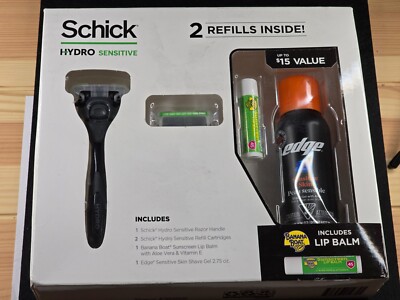 Schick Hydro Men's Shaving Gift Set Razor W/ Cartridge Lip Balm Refills ...