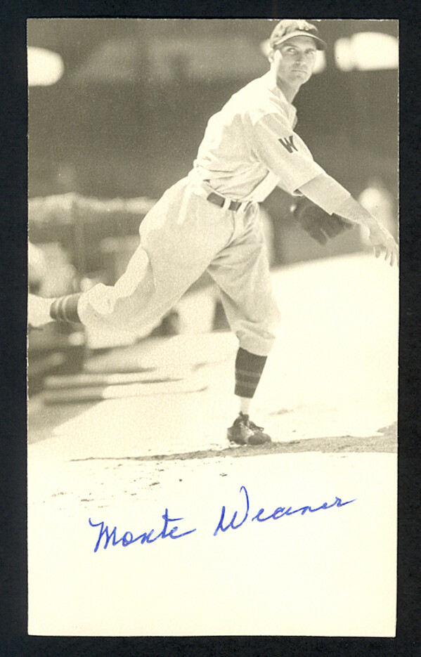 Monte Weaver 1931-1939 Senators P SIGNED Vintage RPPC Baseball Postcard ...