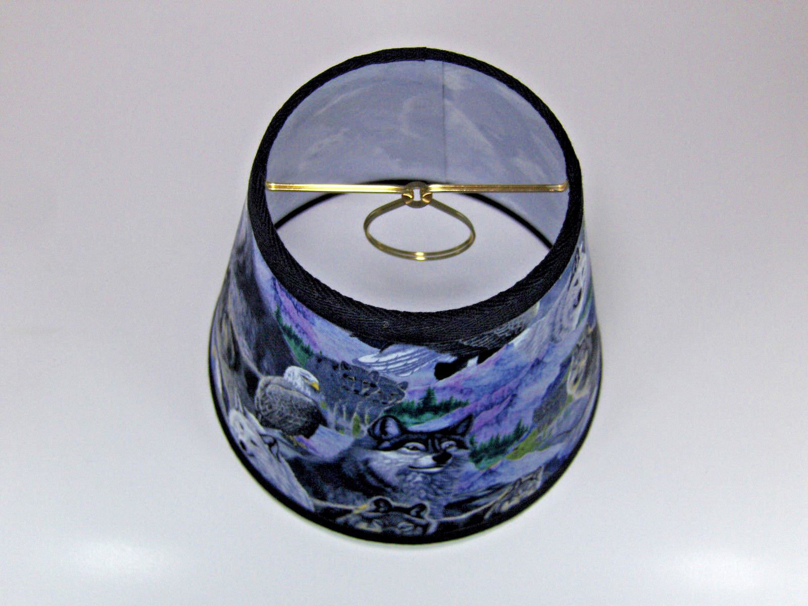 Wolf Wolves Bald Eagle Moon Mountain Blue Purple Fabric Lampshade Lamp ...