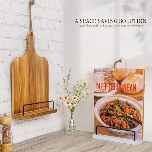 Cook Book Stand for Kitchen Counter Wooden Cookbook Holder Recipe Book ...