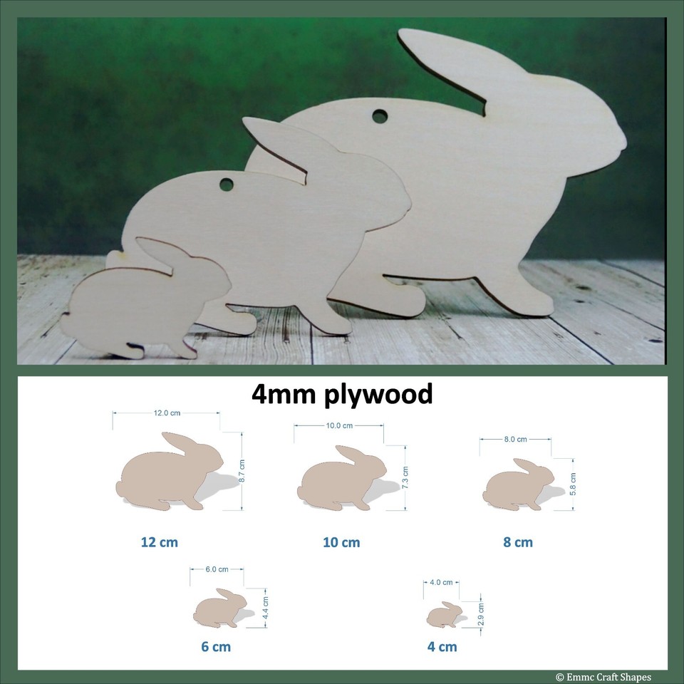 Wooden rabbit / Easter bunny shapes MDF or plywood craft blanks and cut ...