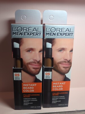 Lot 2 L'Oreal men expert instant beard #05 Light Medium Brown Washes ...
