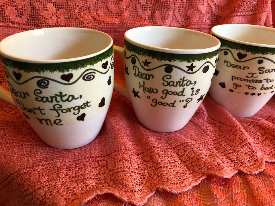 Set Of 4 Christmas Mugs With Santa Sayings | eBay