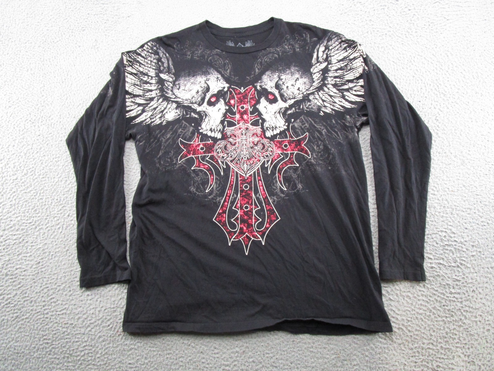 Vintage Xzavier Y2K Mens Skull Cross Cyber Emo Goth Shirt Size XL ...