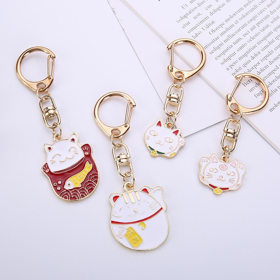 4 Pcs Keychain for Women Cat Keyring Cute Kawaii Keychains Cartoon ...