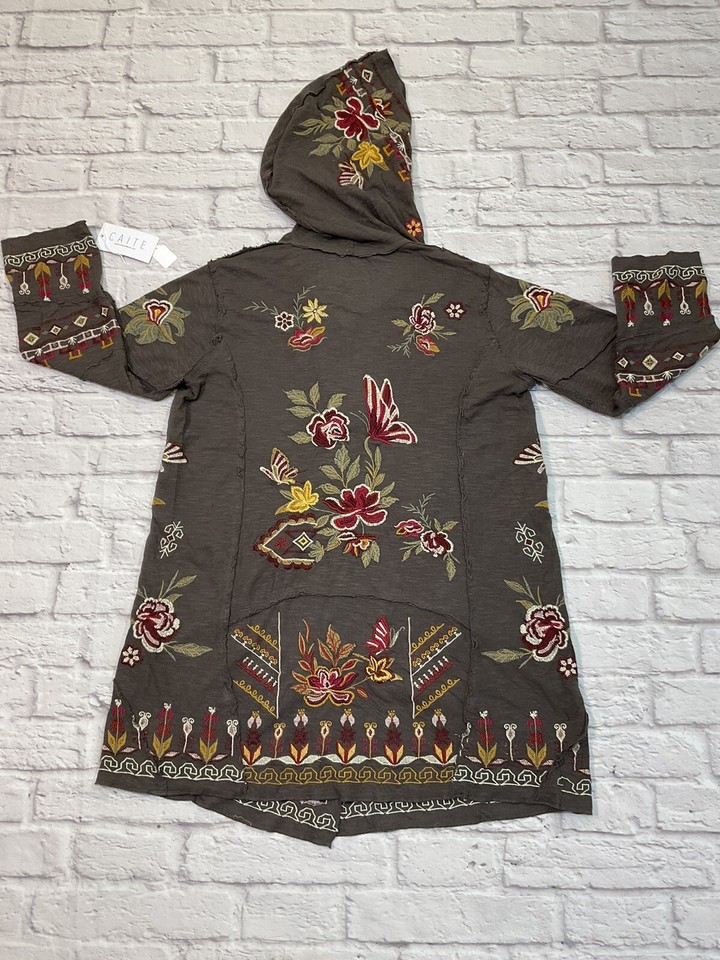 Caite Jacket Kyla Seo Embroidered Markenzie Karyn Small Taupe Grey💜BEST ...