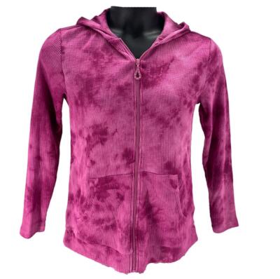 Quacker Factory Printed Waffle Zip Hoodie Cardigan Pink | eBay