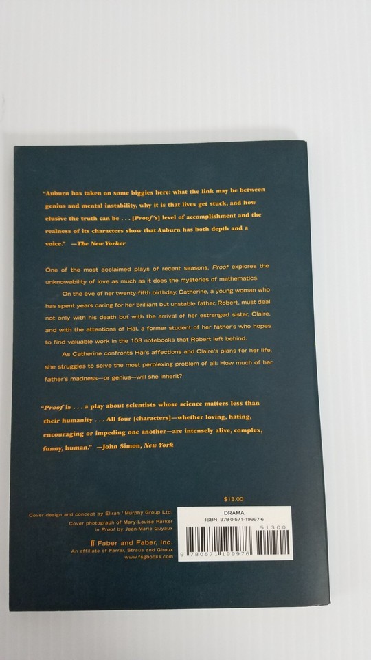 Proof: A Play by David Auburn (2001, Trade Paperback) | eBay