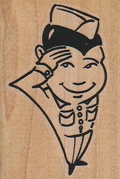 Saluting Serviceman 1 3/4 x 2 1/2" Rubber Stamp, Man Stamp, Person ...
