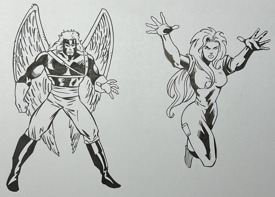 Ca. 2000 DAVID BOLLER ORIGINAL COMIC CARD ART! 2 Pages With 16 MARVEL HEROES! | eBay