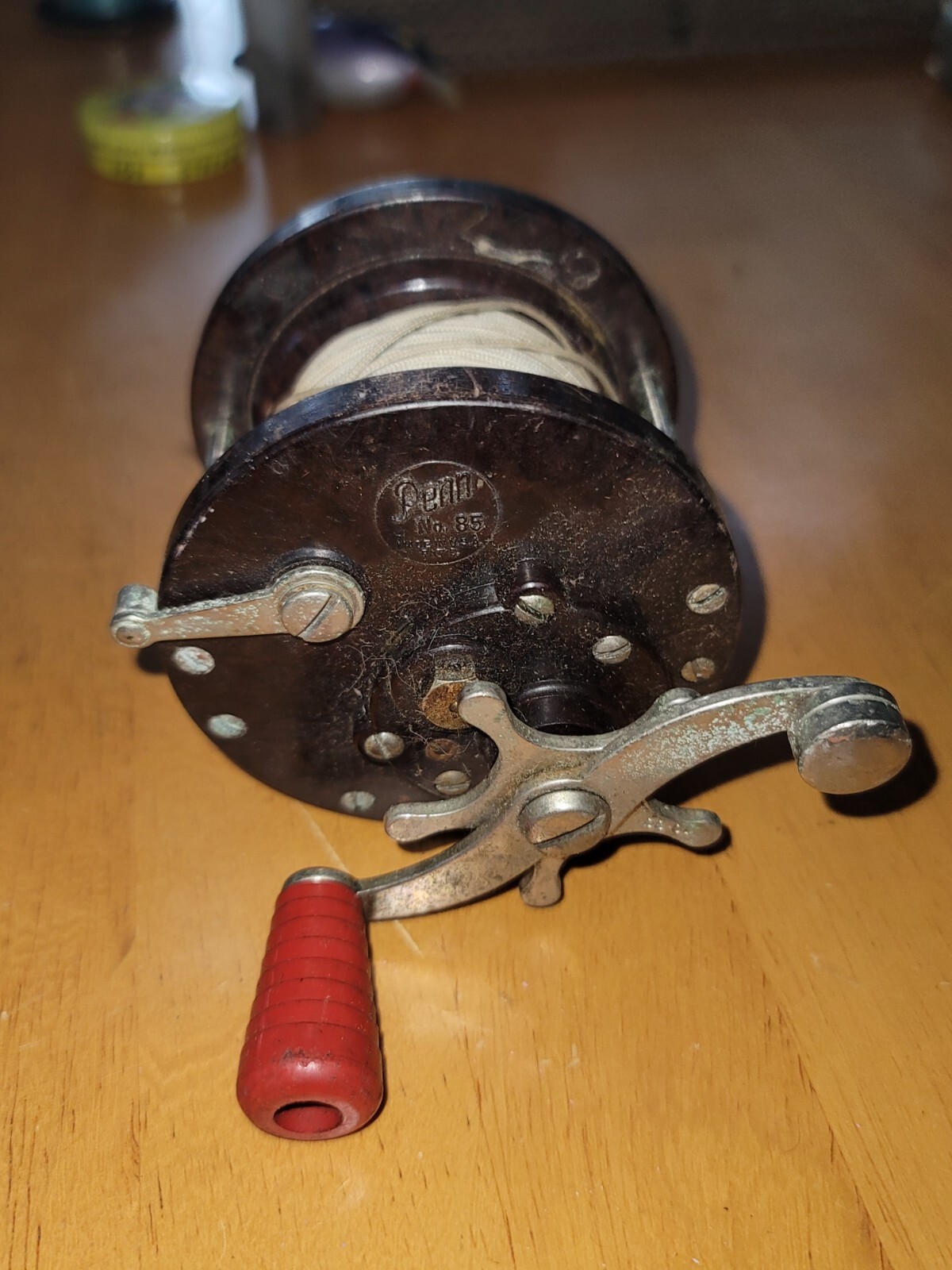 Vintage Working Penn no. 85 Saltwater Fishing Reel Red handle | eBay