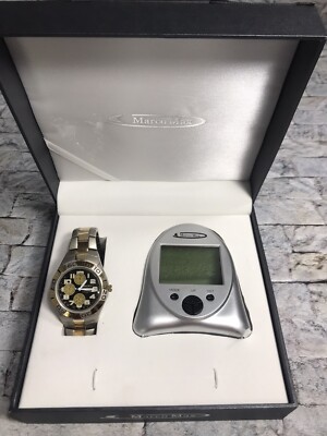 Marco Max Quartz Silver Mens Tank Stainless Steel Luxury Watch Black ...