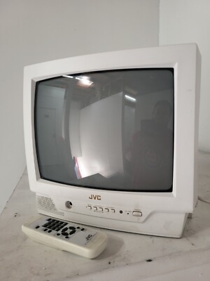 JVC 13” CRT Color Television Retro Gaming White TV C-13011 Remote ...