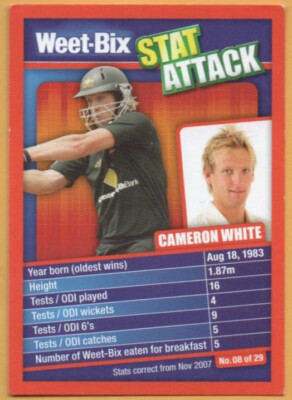 2007-08 CRICKET AUSTRALIA WEET-BIX STAT ATTACK TRADING CARD - 08 ...