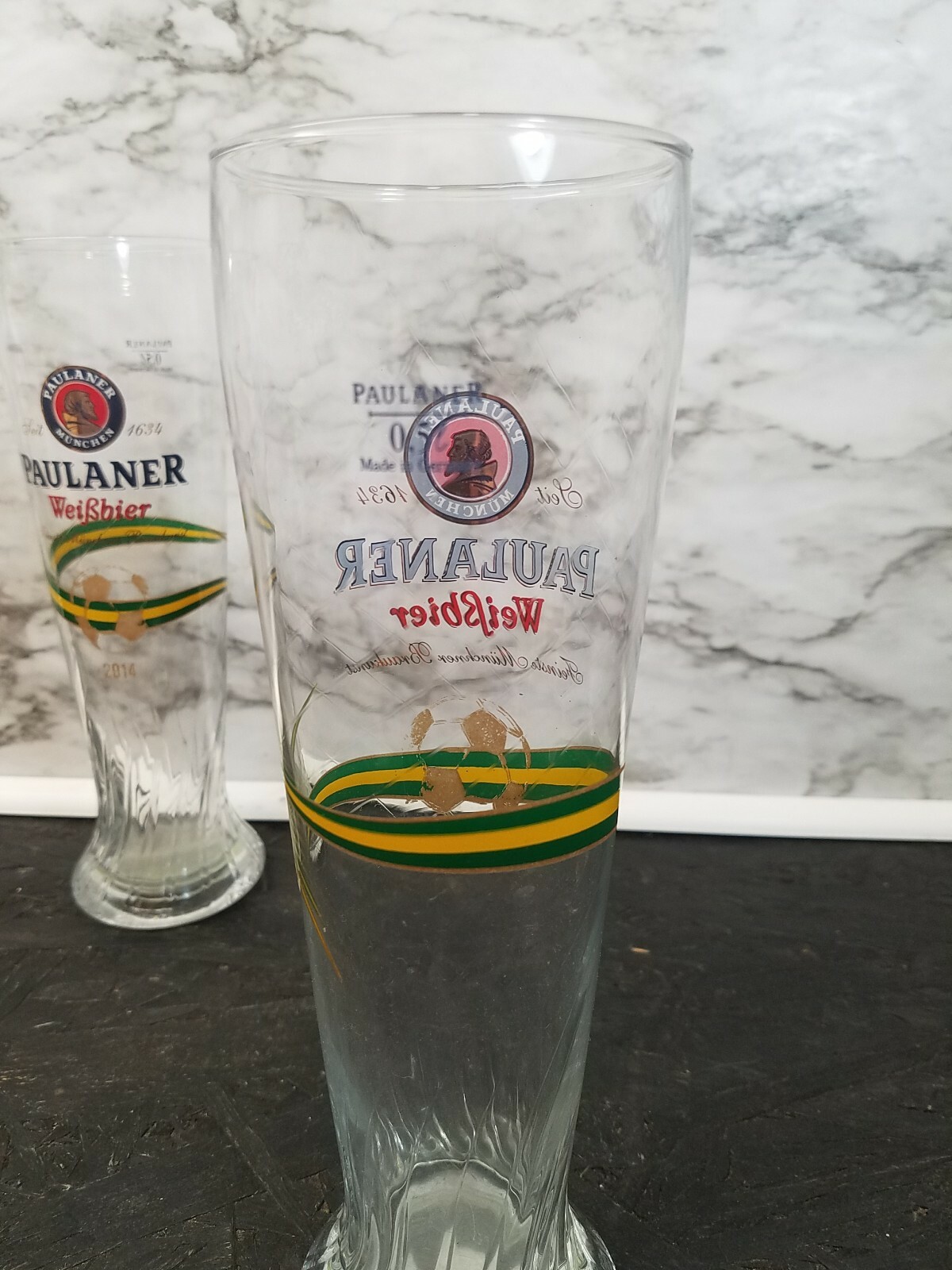 2 Paulaner Munchen .5 Liter Glass Tall Beer Mug made by SOHM Germany | eBay
