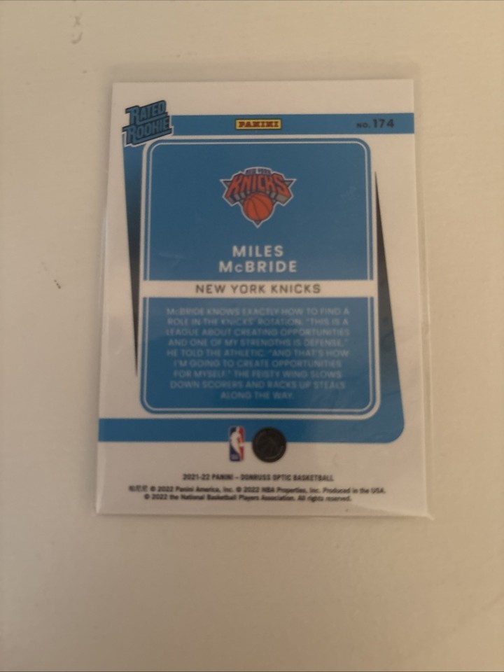 2021-2022 Miles McBride Rated Rookie ( RC ) Donruss Optic Holo Prizm ...