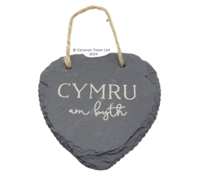 BLACK SLATE HEART SHAPED HANGING PLAQUE - CYMRU AM BYTH | eBay UK