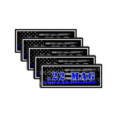 .22 Mag Ammo Can Labels BLUE Line American Flag 3x1 stickers decals 5 ...