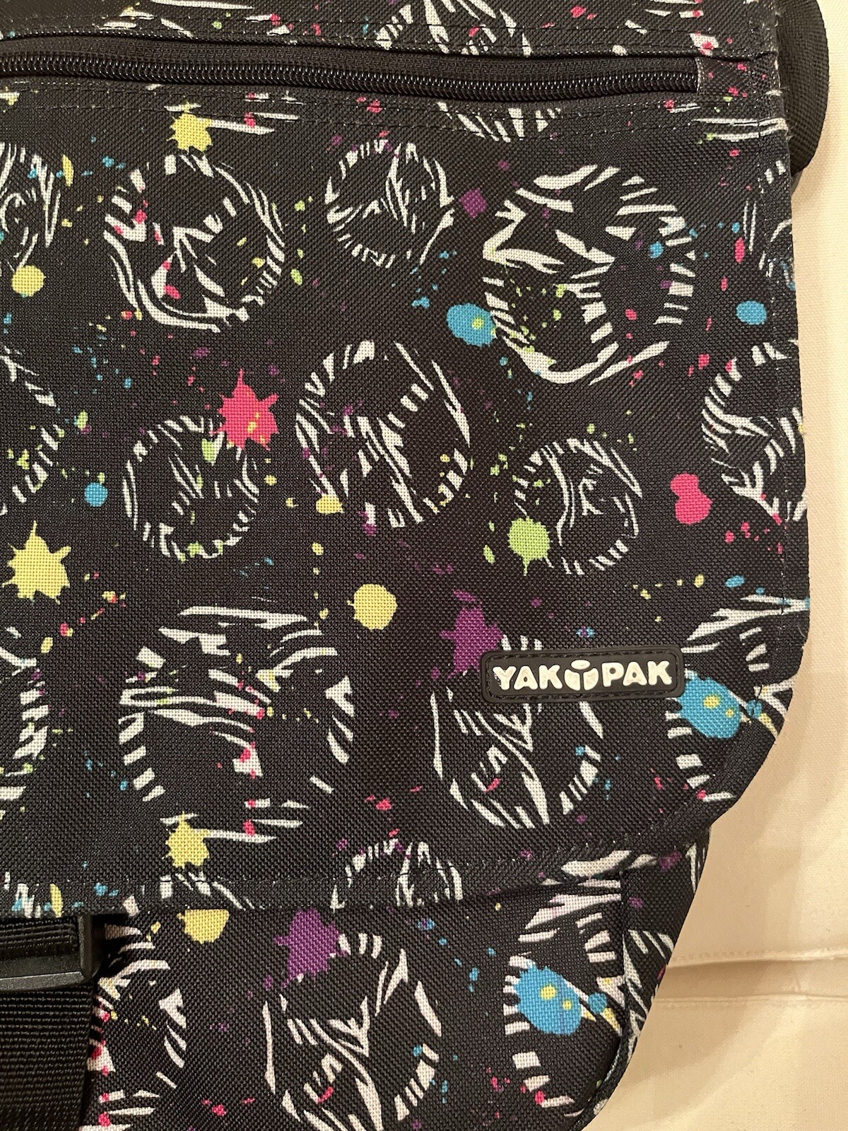 Yak Pak Printed Black/Multicolor Print 13”x16”x4” Adjustable Strap ...