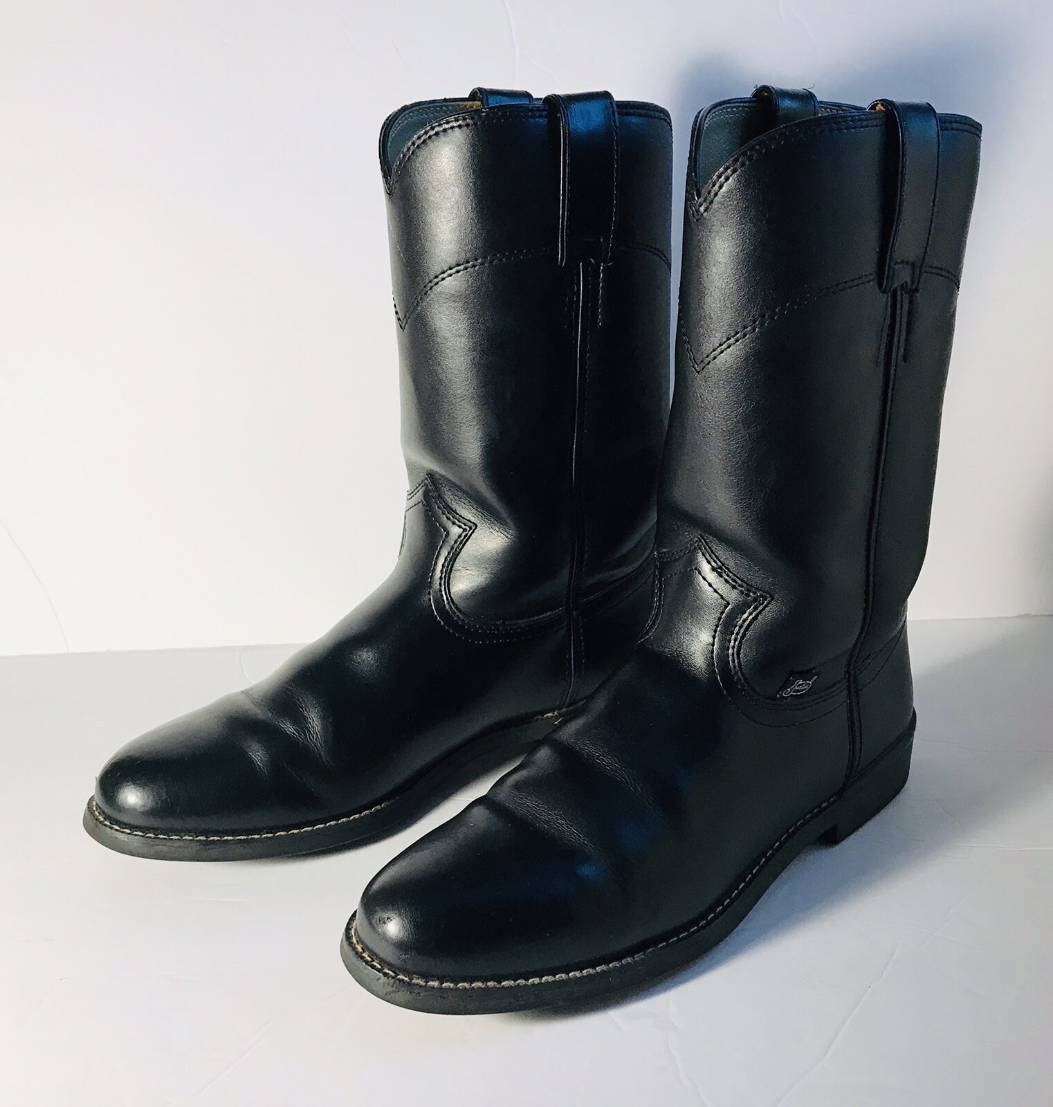 JUSTIN BASICS MENS BOOTS SZ 9B BLACK BOOTS JBL3000… - Gem