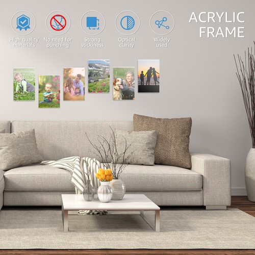 6Pcs Acrylic Picture Frames 4 x 6 inch Clear Photo Frame for Wall swVwI ...