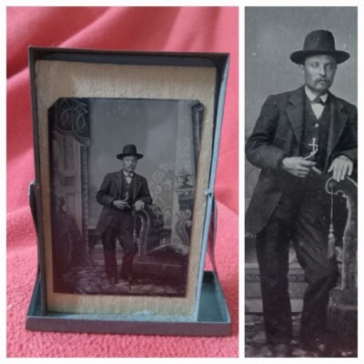 1800's Photo In Adjustable Metal Desk Top Frame 4 1/2" tall FULTON ...