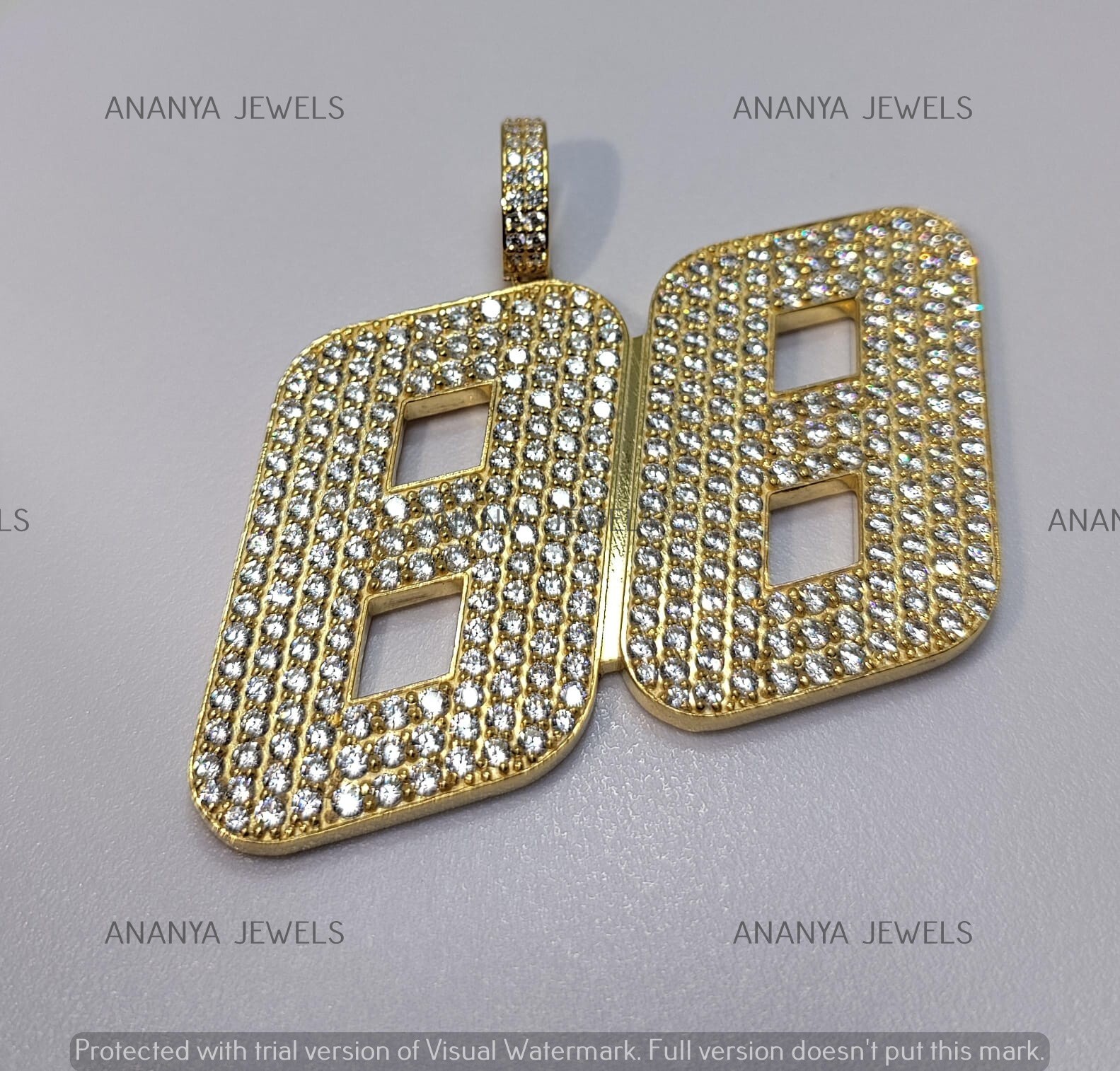 Men's 2 CT Round Cut Moissanite Custom 88 Numbers Pendant 14K Yellow ...