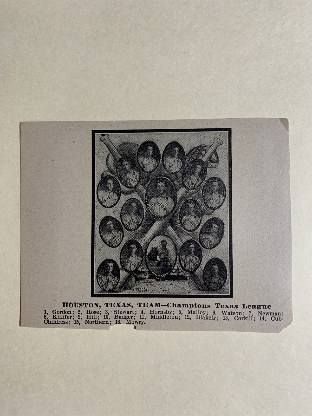 Houston Buffaloes Texas Hunter Hill Bill Killefer 1909 Baseball Team ...