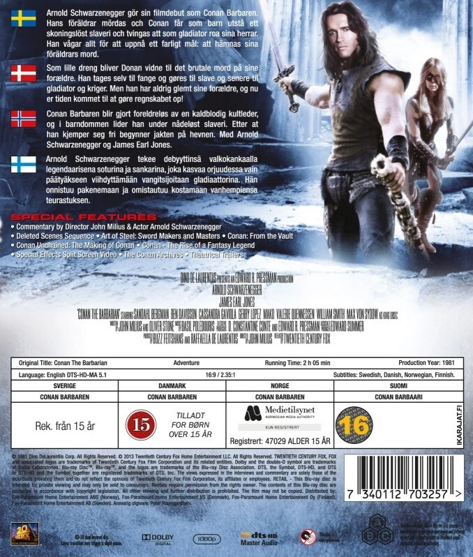 Conan The Barbarian 1982 Blu Ray