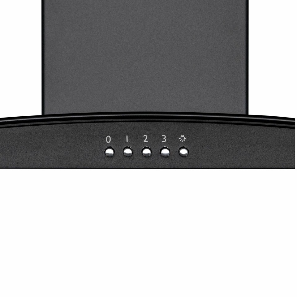 SIA CGH70BL 70cm Curved Glass Black LED Chimney Cooker Hood Extractor ...