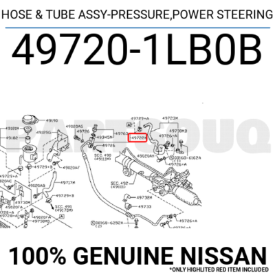 497201LB0B Genuine Nissan HOSE & TUBE ASSY-PRESSURE,POWER STEERING | eBay