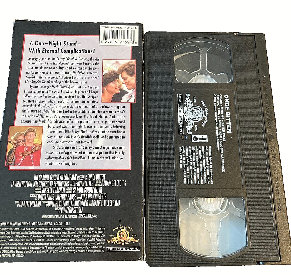 Once Bitten (1985), VHS Movie, MGM Home Entertainment, J. Carrey Debut ...