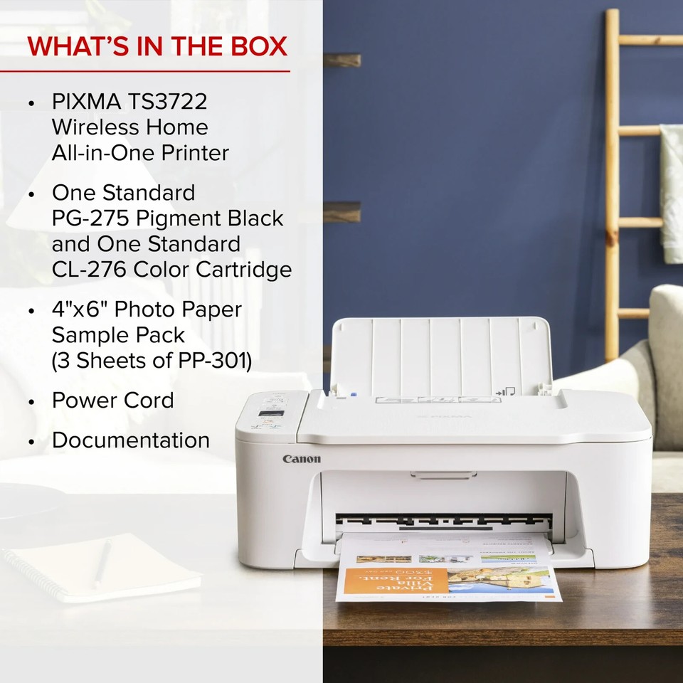NEW Canon PIXMA TS3722 Wireless All-In-One Printer Print Scan Copy Home ...