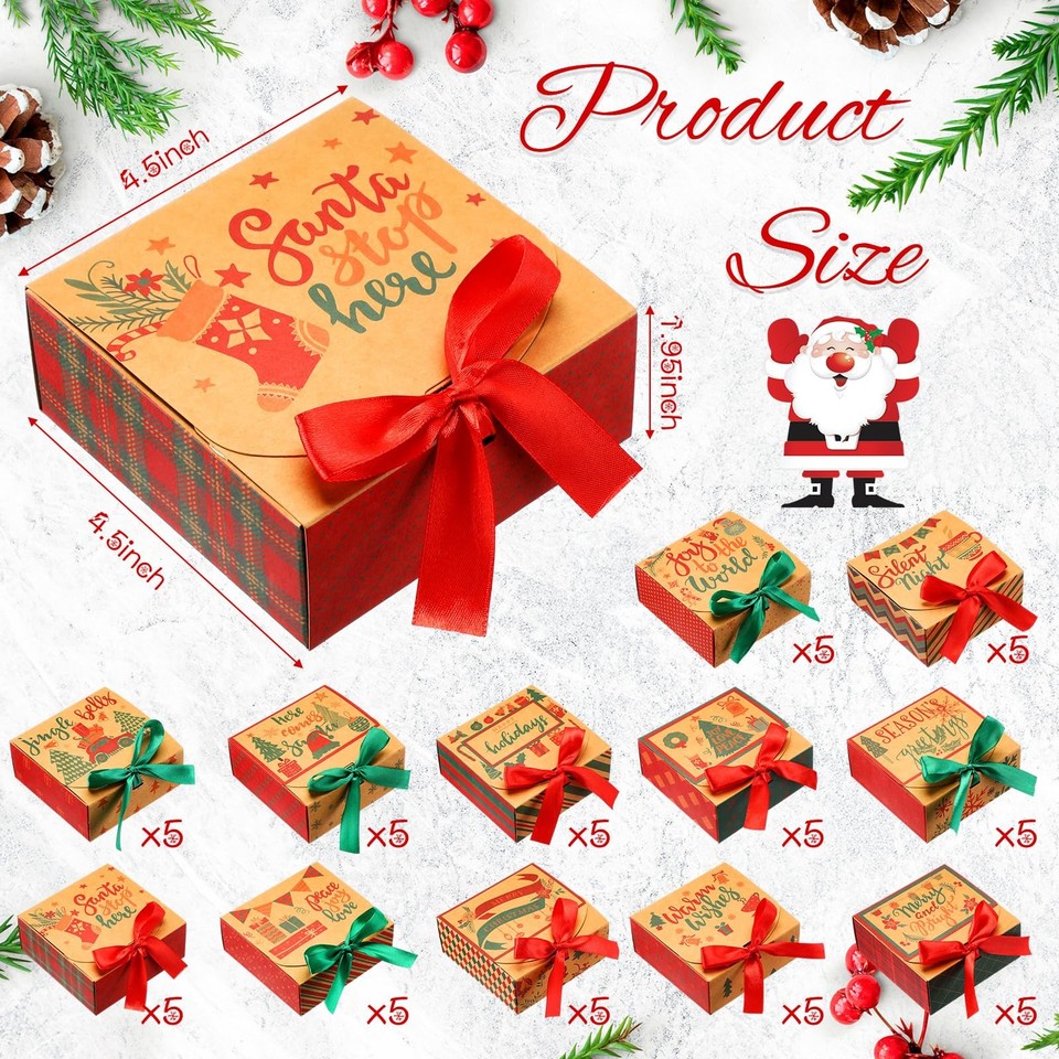 60 pcs Christmas Gift Boxes with Lids Bridesmaid Proposal Box with ...