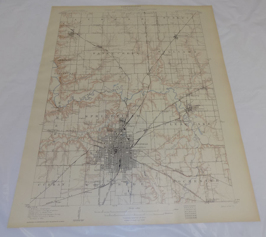 1910 Topographic Map of SPRINGFIELD QUADRANGLE, ILLINOIS | eBay