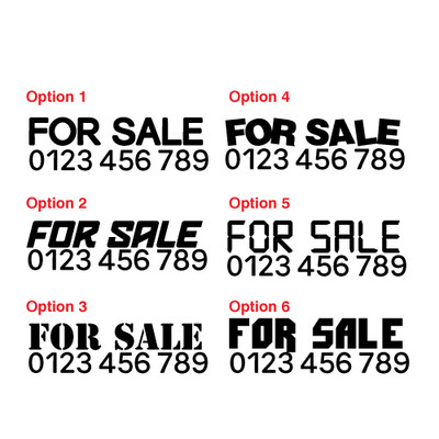 CUSTOM FOR SALE & PHONE NUMBER MEDIUM STICKER Decal Car Vinyl ...