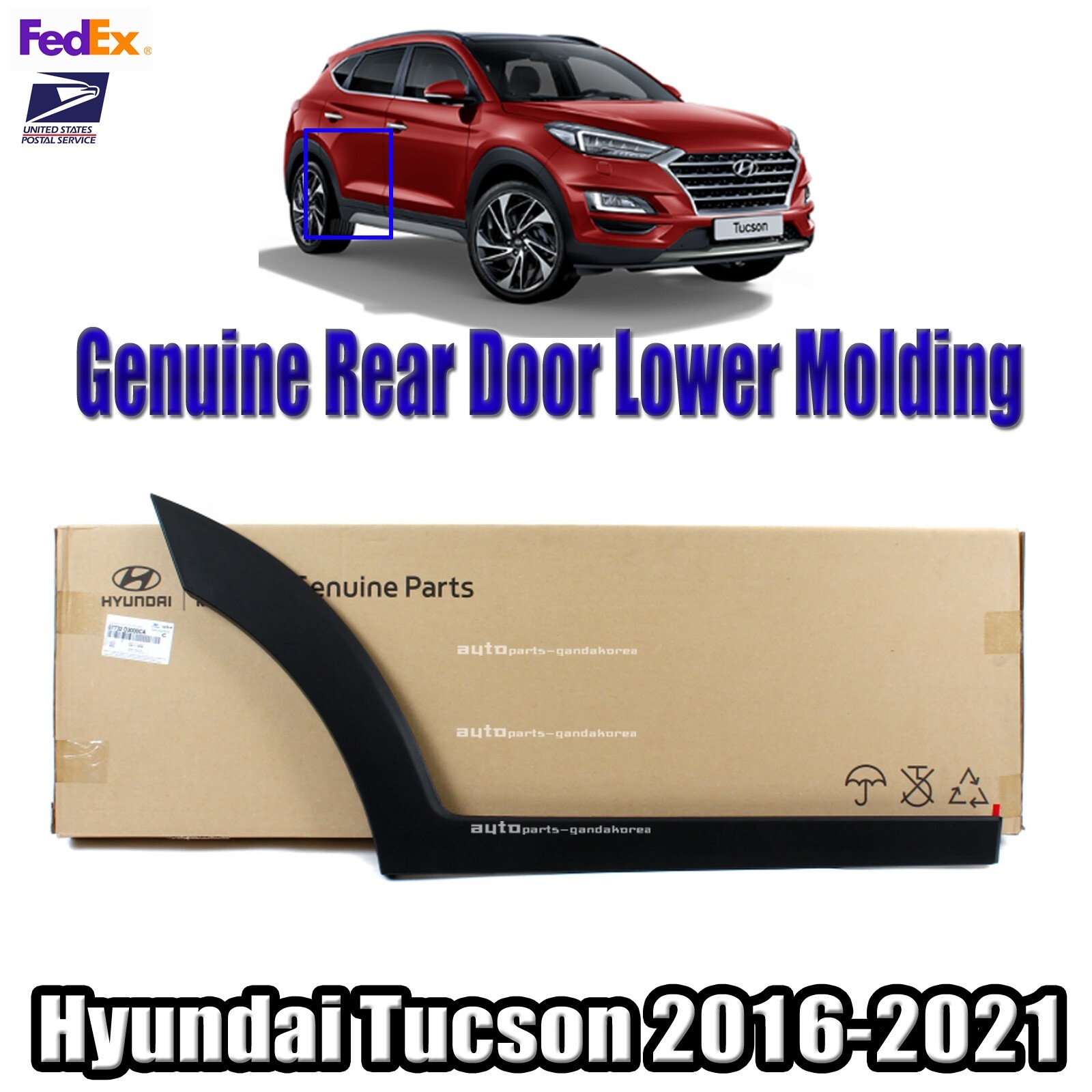 Hyundai OEM Tucson Rear Door Body Side-lower Molding Trim Right ...