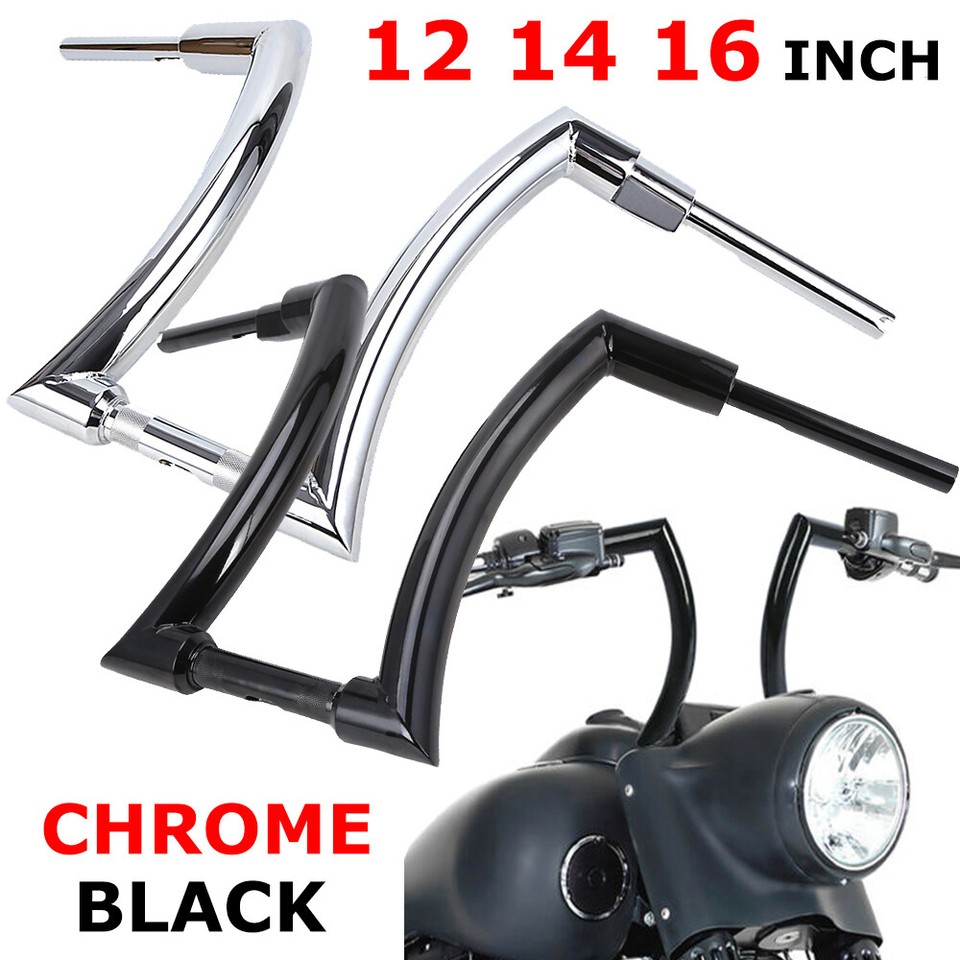 12" 14" 16" Rise 2'' Ape Hanger HandleBar For Harley Touring Fatboy ...