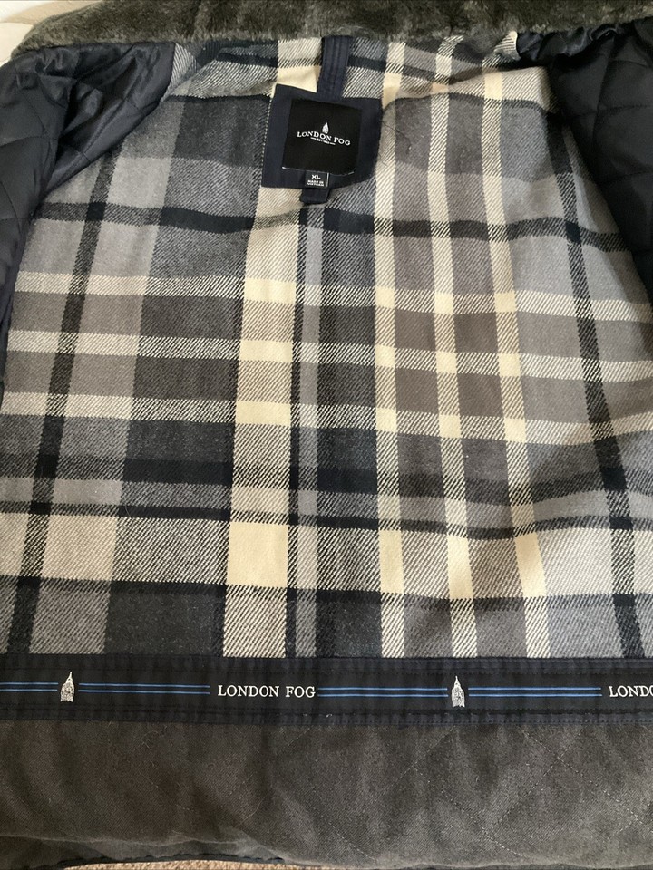 London Fog Jacket Liner Mens XL Navy Quilted Zipper Coat Lining Only ...