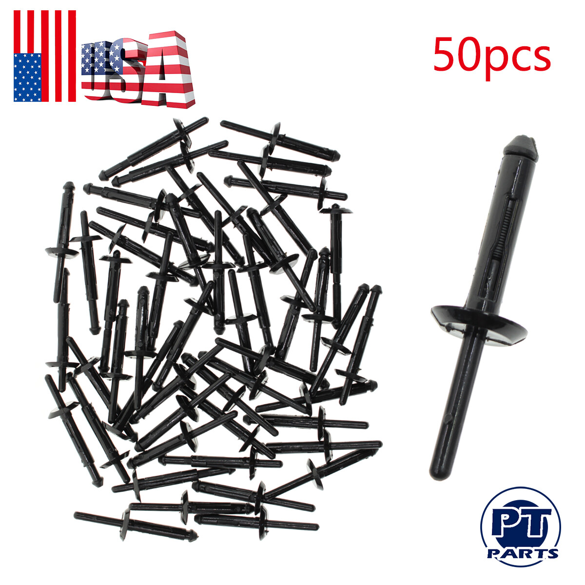 Set of 50 Nylon Plastic Bumper Rivets Car Body Fastener Retainer Clip ...