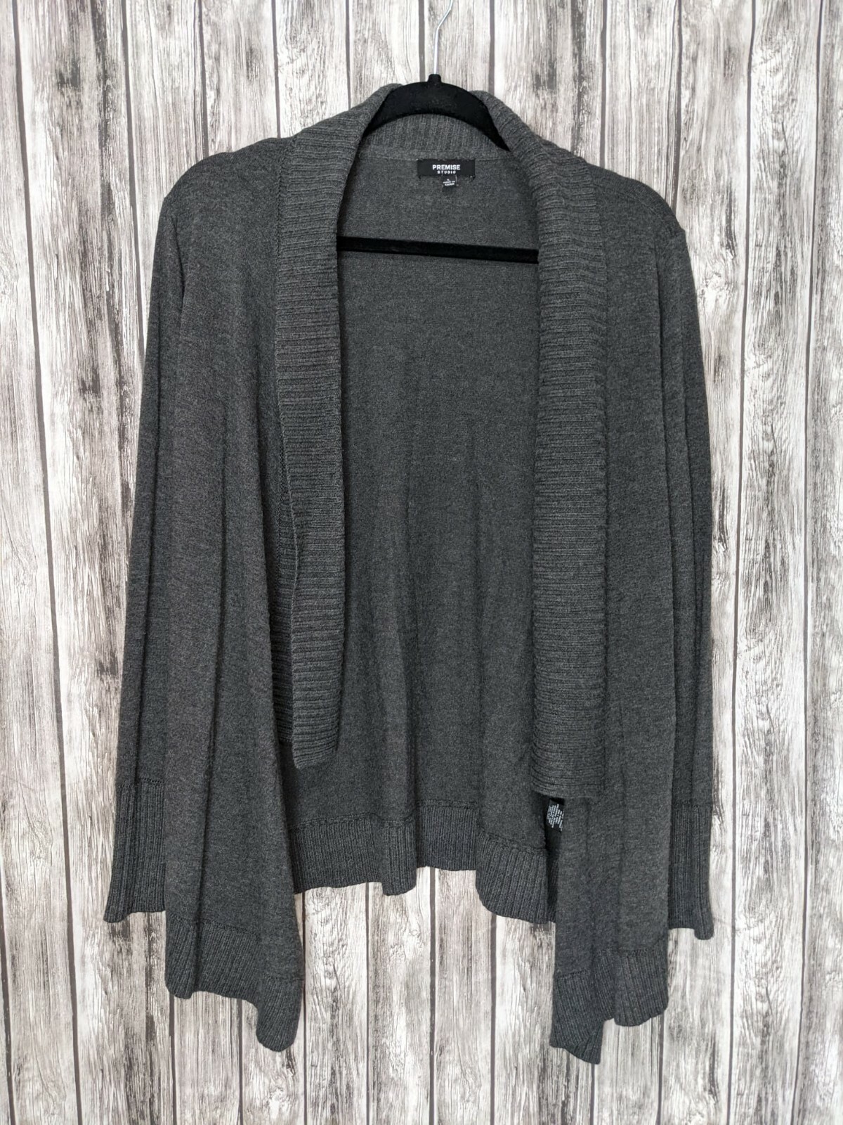 Premises Studio Women's Dark Gray Open Front Cardigan… - Gem