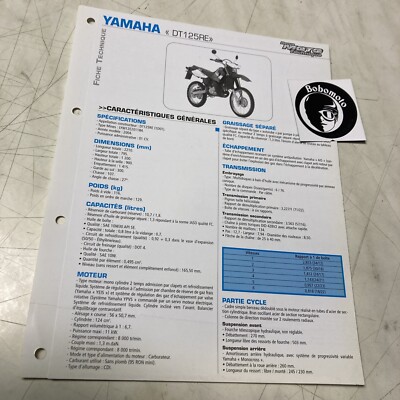 Yamaha DT125RE 2004 125 DTRE Motorcycle Technical Sheet ETAI DTR E | eBay