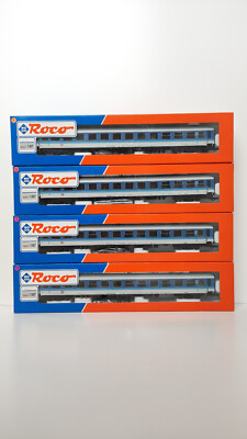 4x Roco 45051 InterRegio-Wagen 2. Klasse fernblau DB AG H0 im ...