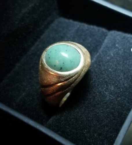14k Solid Gold Jadeite accented signet Ring size 8 Scrap or Wear | eBay